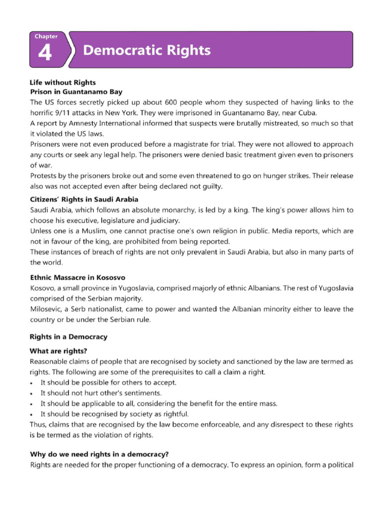 Democratic Rights Class 9 | PDF