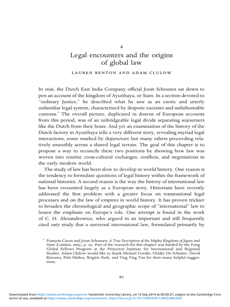 Benton and Clulow - Legal Encounters | PDF | International Law | Diplomacy