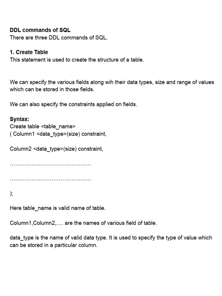 SQL Commands | PDF | Table (Database) | Data Management SQL Commands | PDF | Table (Database) | Data Management