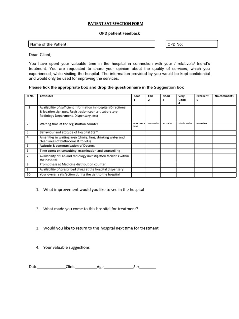 OPD Feedback Form | PDF
