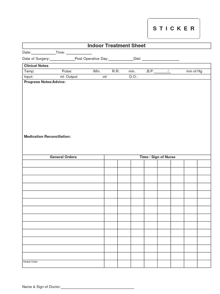 Indoor Treatment Sheet Template | PDF | Self-Improvement | Wellness