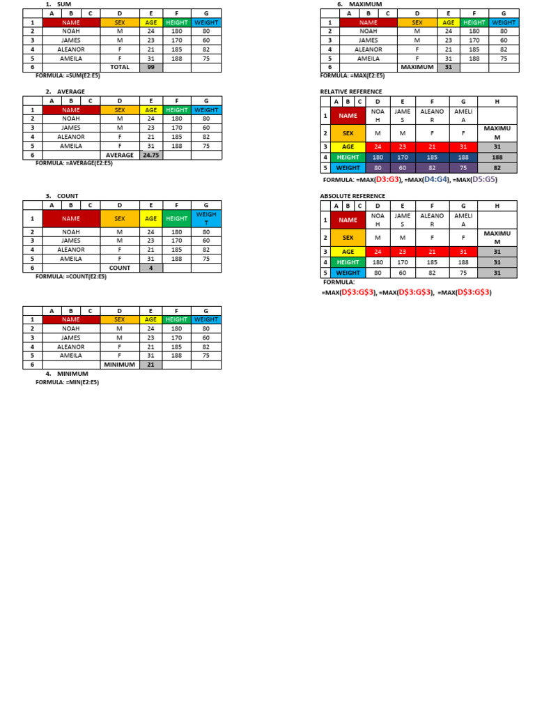 IT Application Microsoft Excel Basic Formula | PDF | Chess | Chess Theory