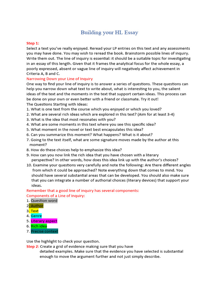 Building Your HL Essay | PDF