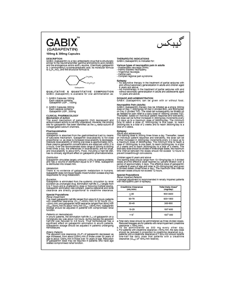 Gabix Caps Leaflet Pakistan | Download Free PDF | Bioavailability ...