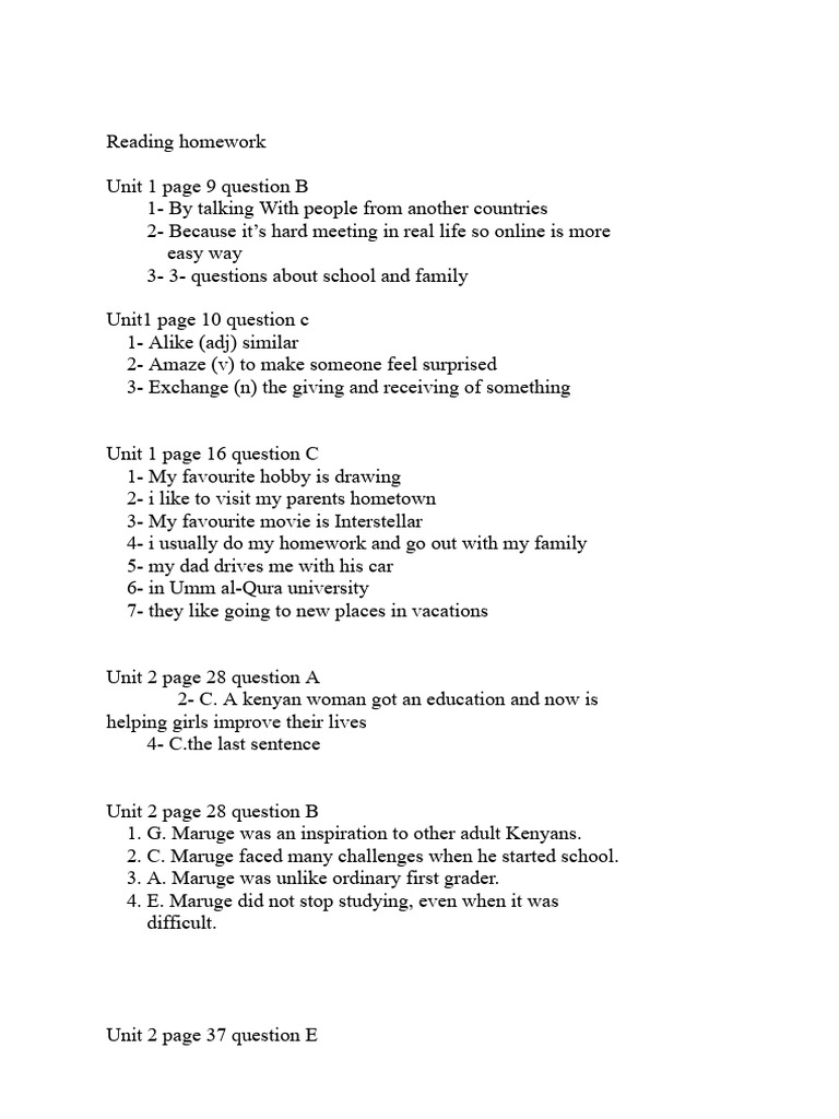 Reading Homework | PDF