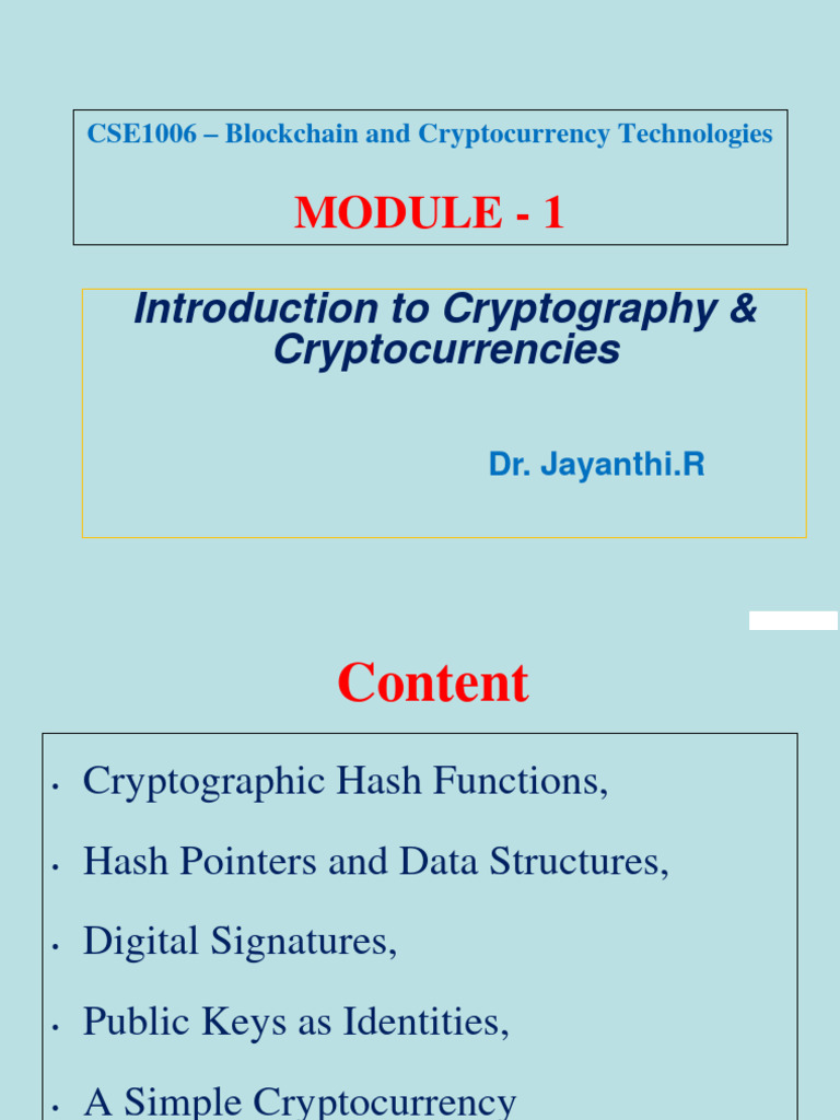 CSE1006 Module 1 | PDF | Key (Cryptography) | Cryptography