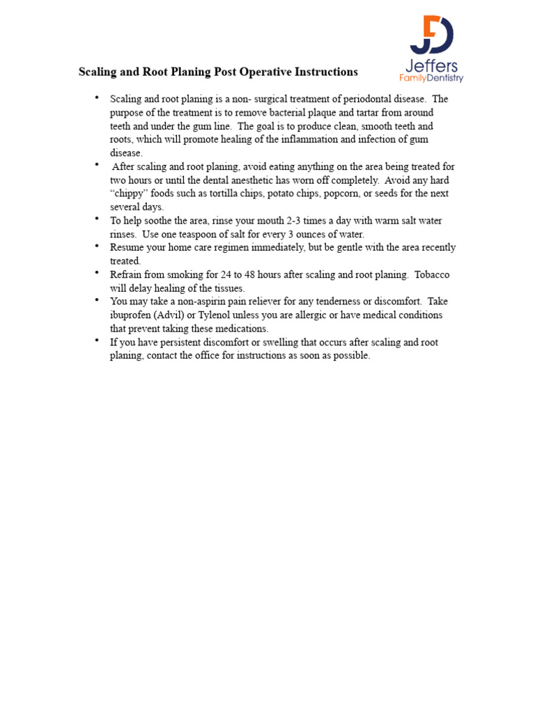 Post-Op Instructions for SRP Care | PDF | Home & Garden | Wellness