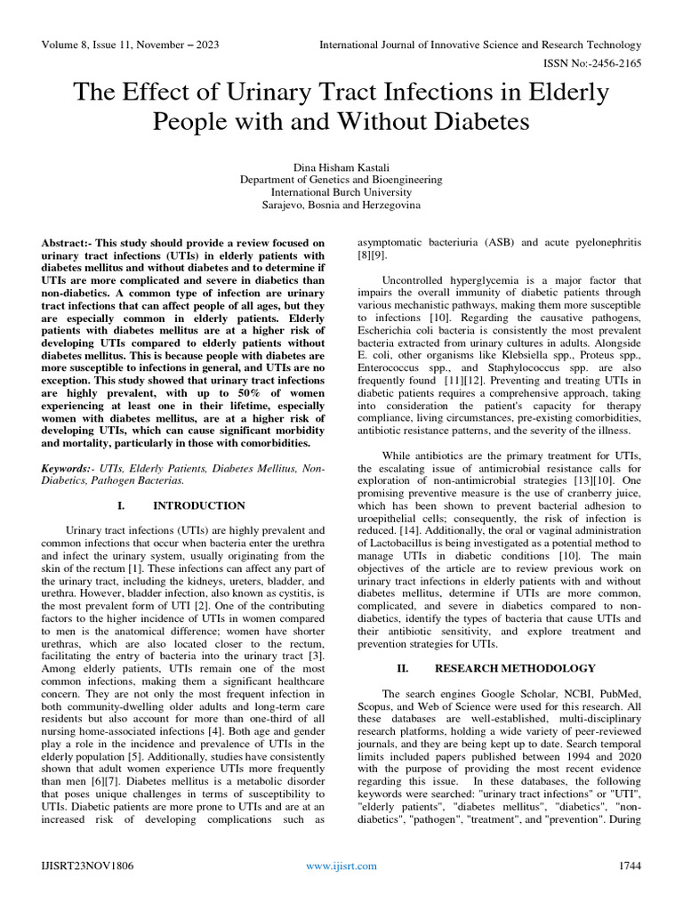 The Effect of Urinary Tract Infections in Elderly People With and ...