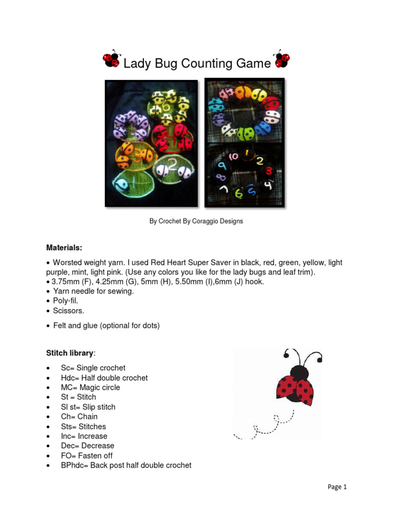 Lady Bug Game Final Save | PDF | Crochet | Crafts