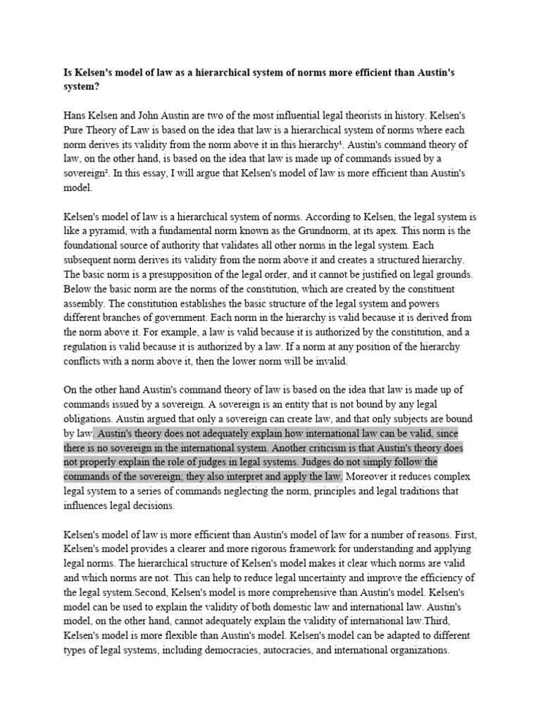 Kelsen's Model of Law As A Hierarchical System of Norms Is More ...