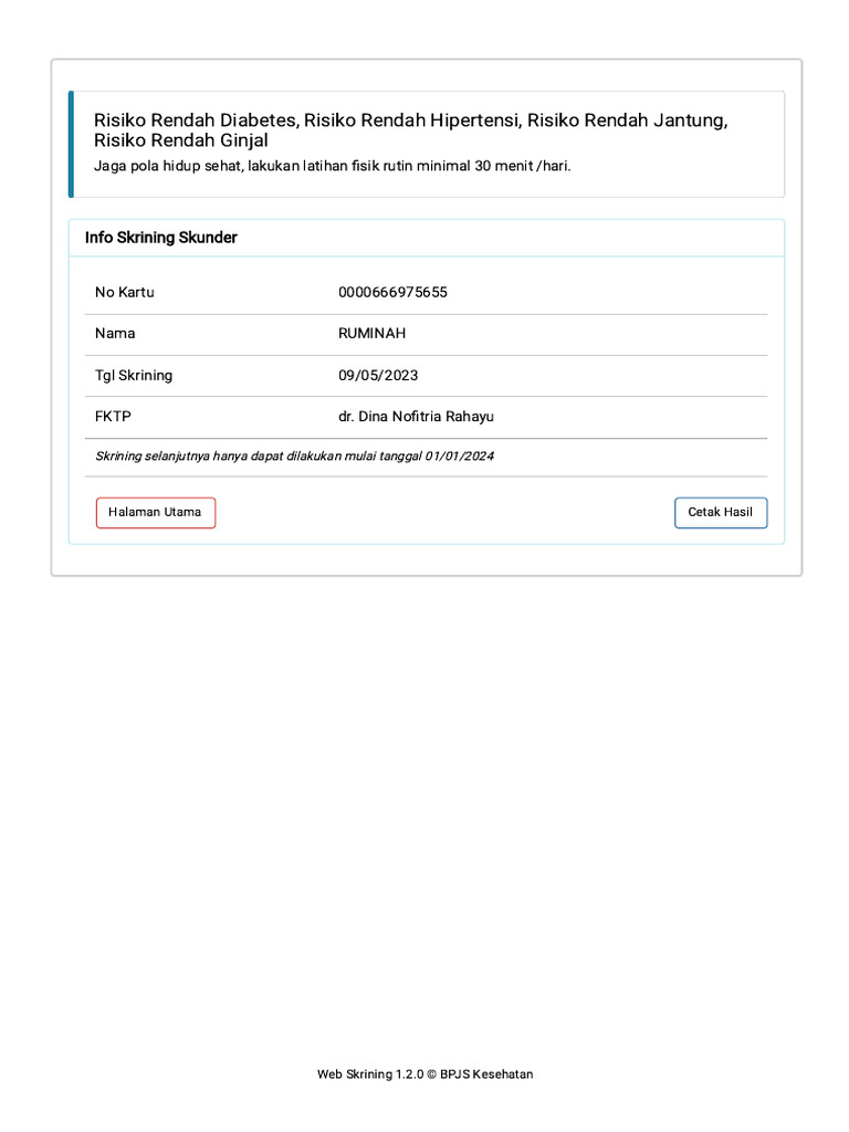Web Skrining BPJS Kesehatan | PDF