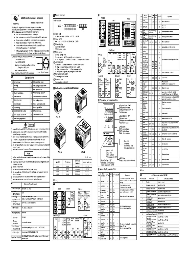 Manul Temperature Winpark AK6 | PDF