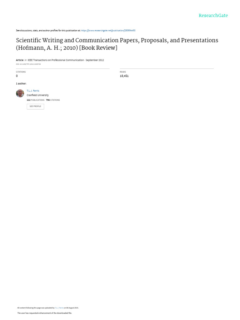 Scientific Writing and Communication Papers Propos | PDF | Science ...