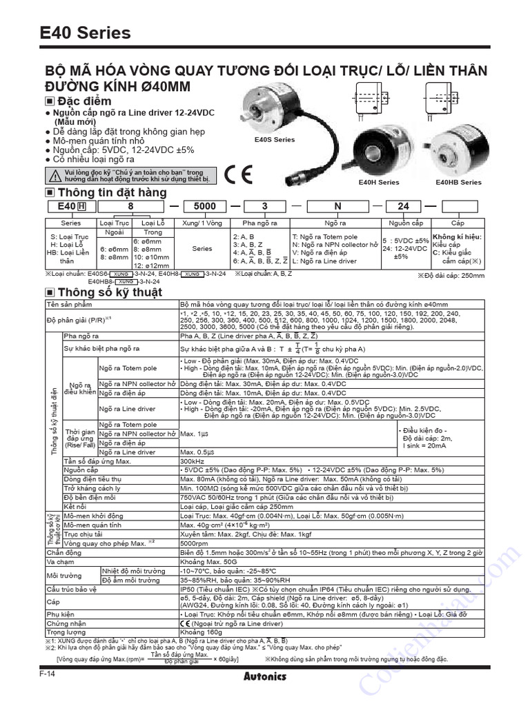 Huong Dan Su Dung Encoder Autonics E40 Series | PDF