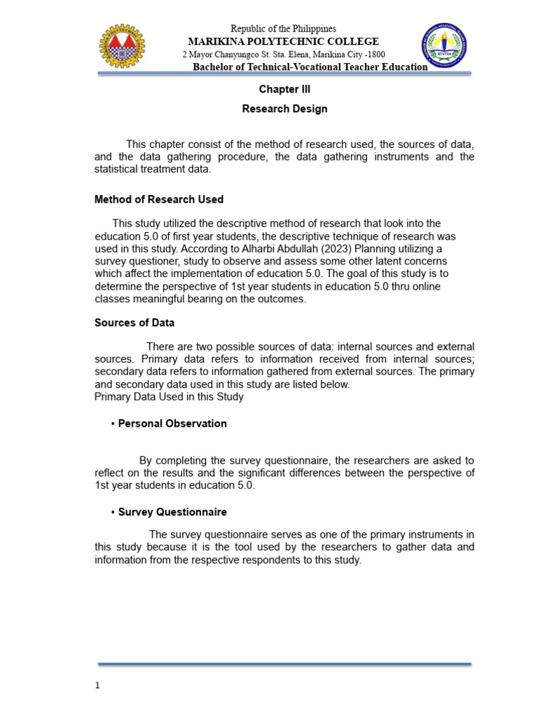 Chapter 3 | PDF | Survey Methodology | Questionnaire