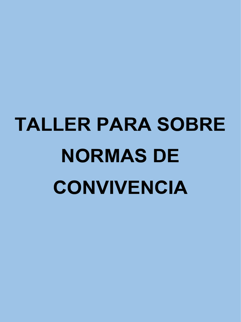 Taller Sobre Normas de Convivencia | PDF | Tolerancia | Inclusión (Educación)