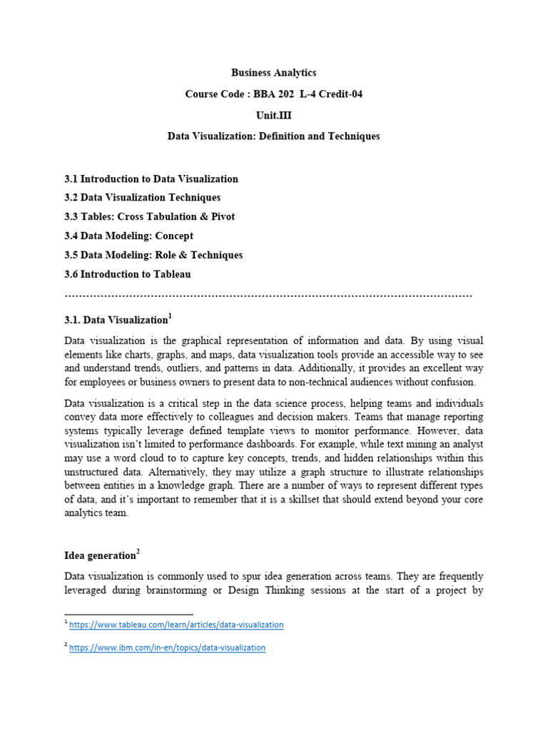 Unit III Business Analytics | PDF | Conceptual Model | Data Model