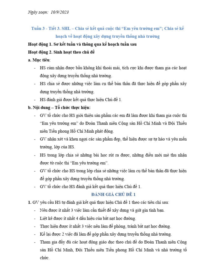 HĐTN 8 Tuan 3,4 | PDF