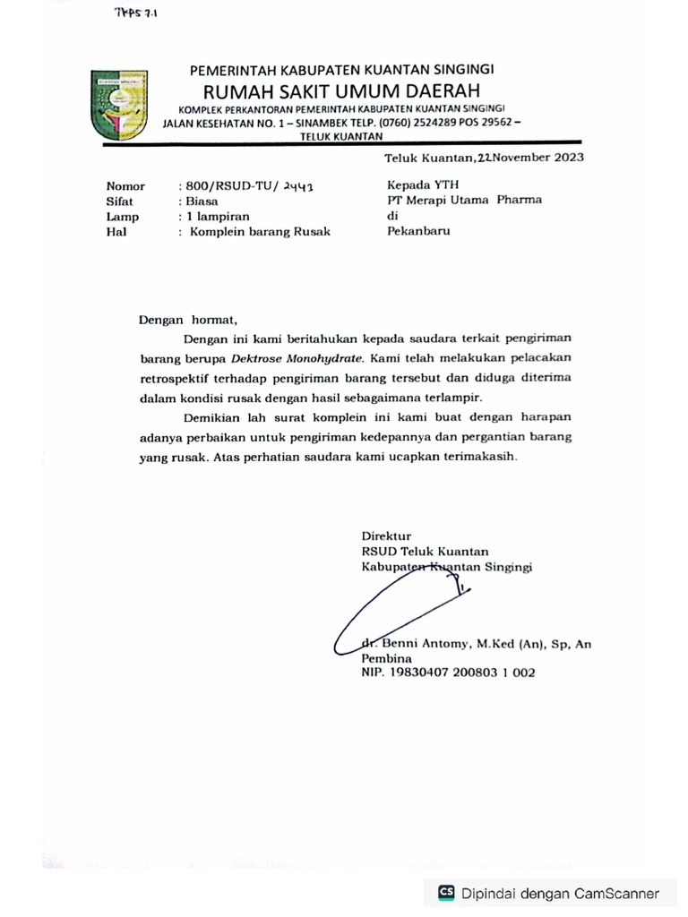 Tkrs 7.1 Ep 4 Bukti Pemberitahuan Kepada Produsen Atau Distributor Tentang Pembekalan Yang Tidak ...