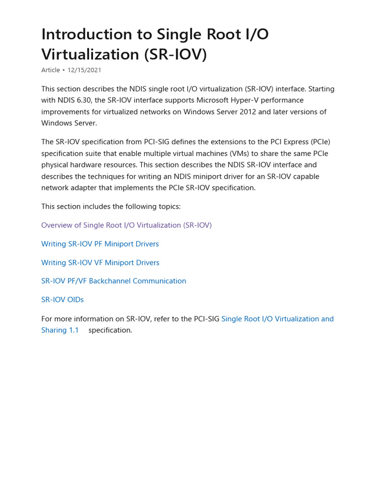 Sriov 1 | PDF | Virtualization | Hyper V