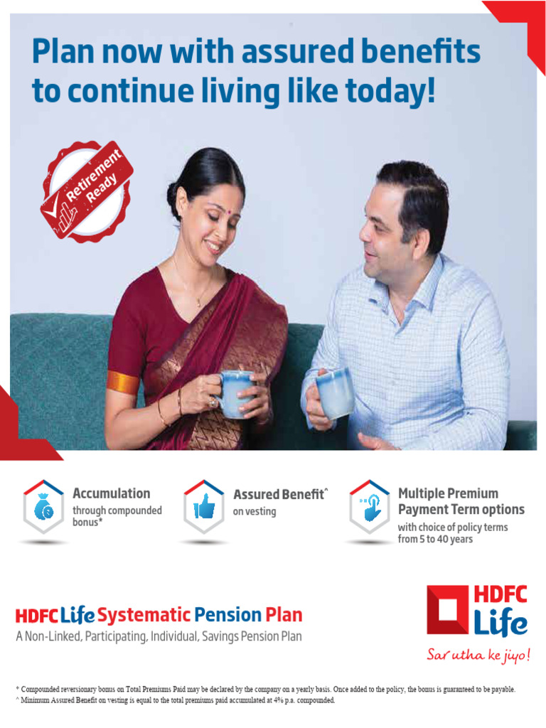 HDFC Life Systematic Pension Plan 101N144V01 Brochure | PDF | Insurance ...