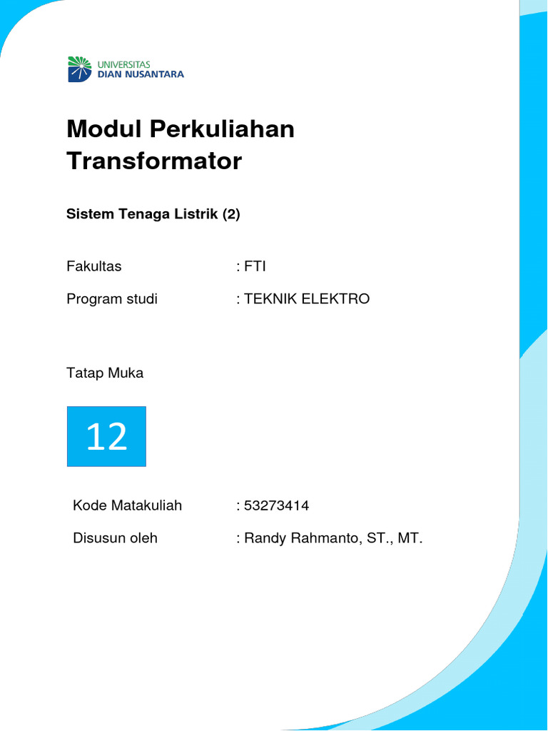 MODUL 12 Transformator | PDF | Komputer | Teknologi & Rekayasa