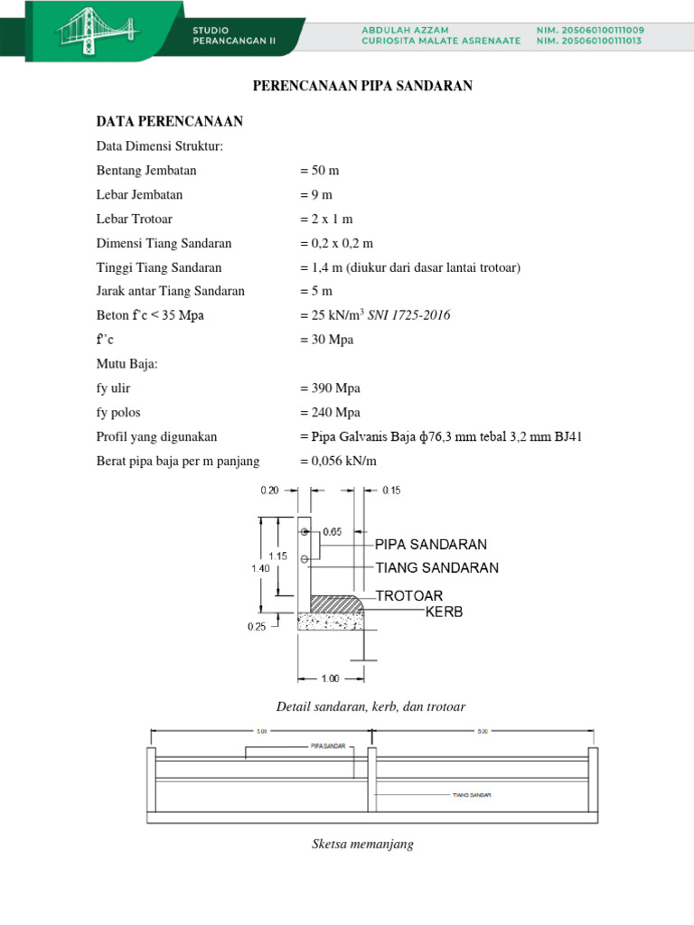 Perencanaan Pipa Sandaran | PDF
