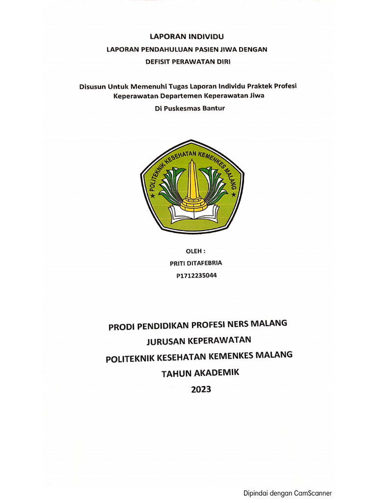 Laporan Pendahuluan Defisit Perawatan Diri | PDF