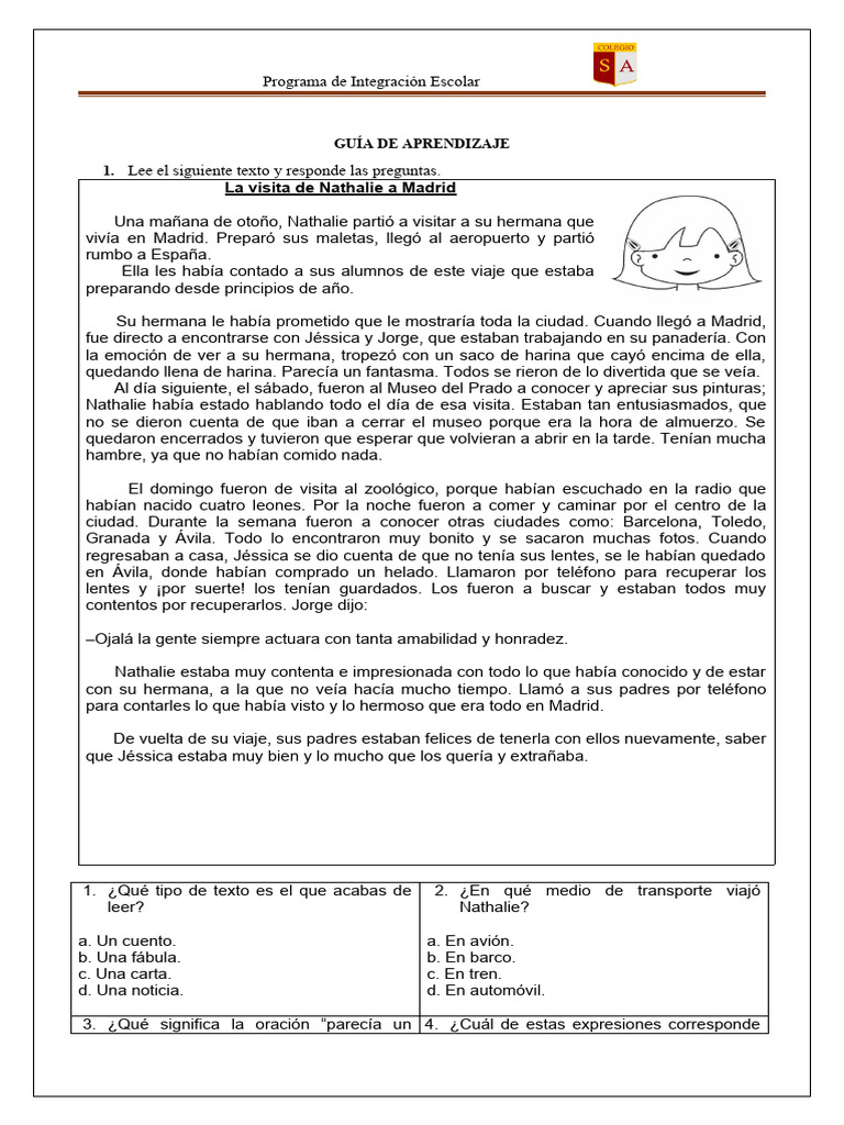 Guia Comprension CUENTO | PDF