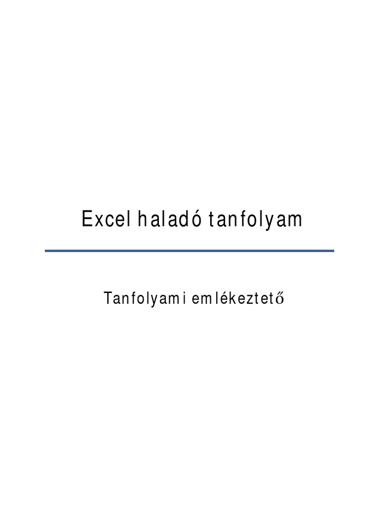Excel Halad Tanfolyam | PDF