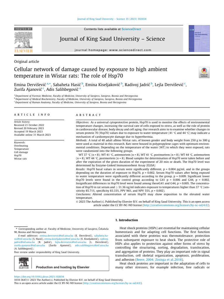 Cellular Network of Damage Caused by Exposure To High Ambient | PDF ...