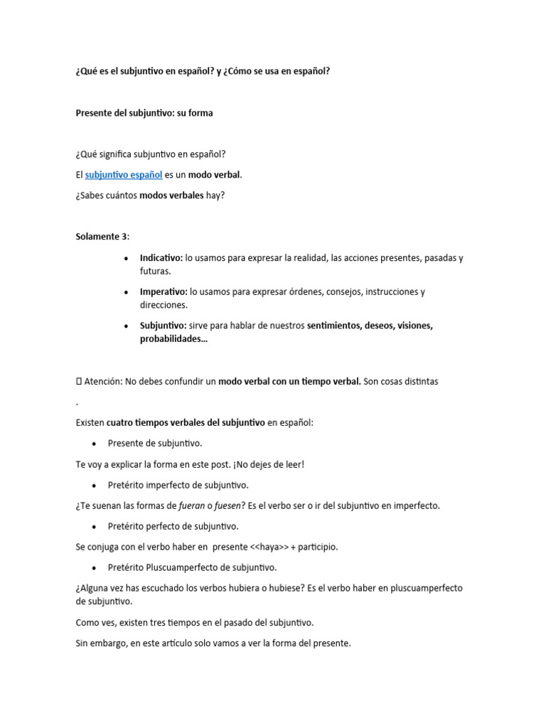 Guía del Subjuntivo en Español | PDF | Verbo | Morfología