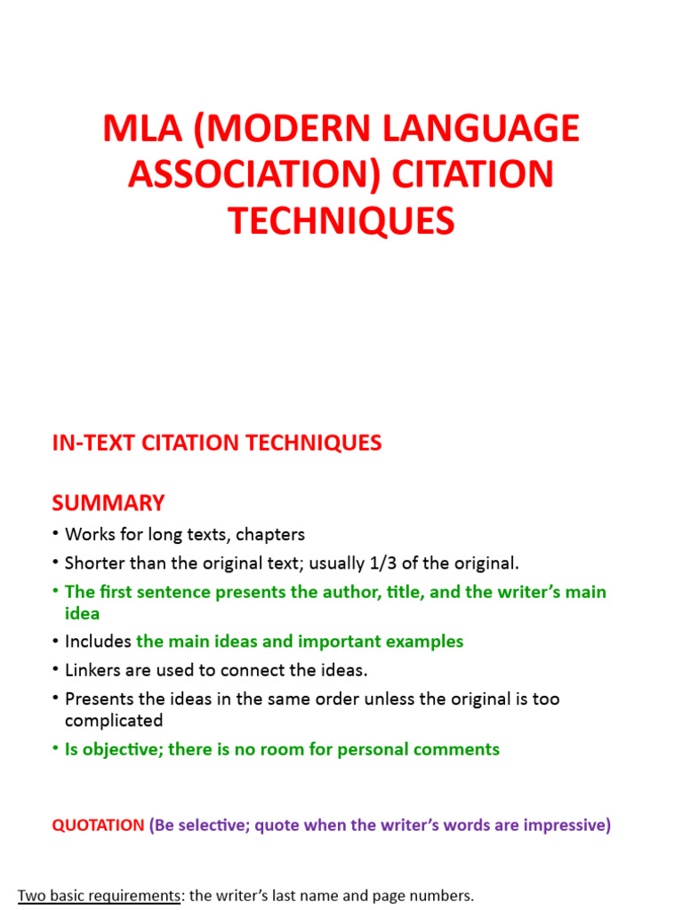 2023 Mla Citation Slides-Final | PDF | Citation | Linguistics
