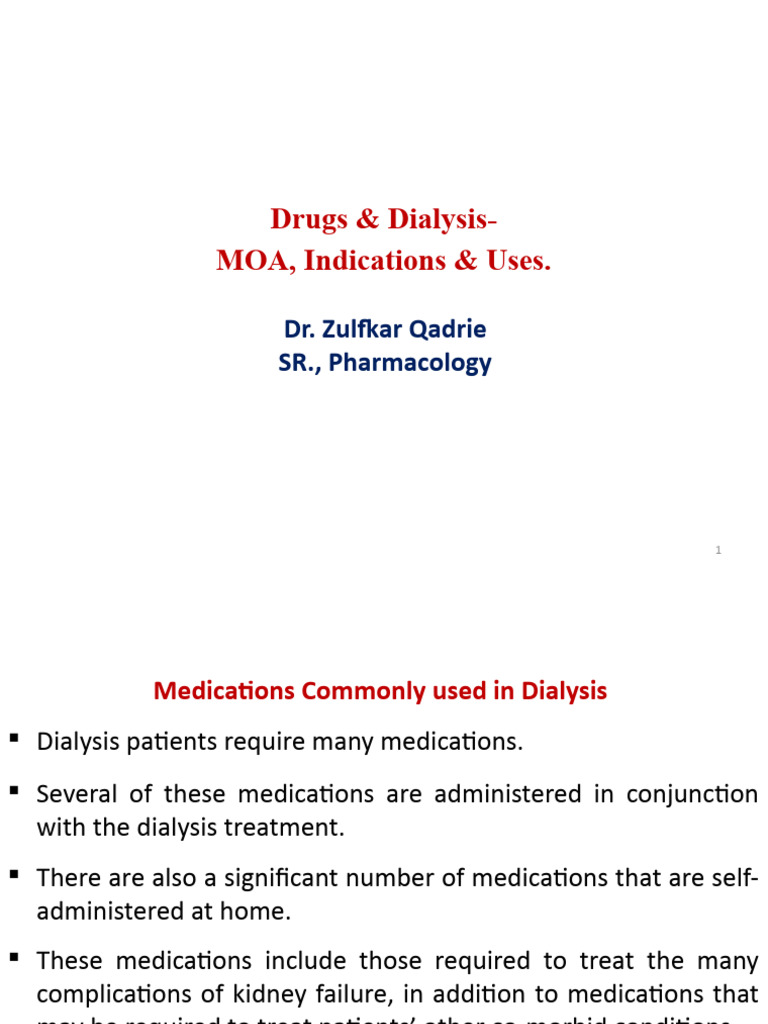 Drugs & Dialysis | PDF | Hemodialysis | Pharmacology