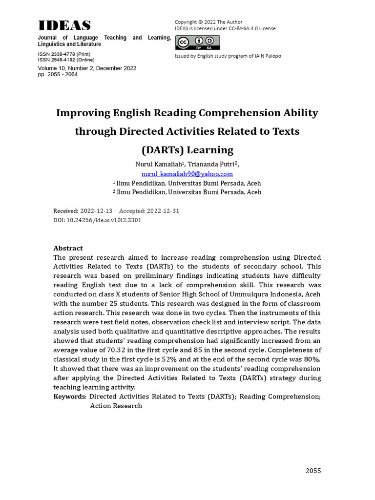 Improving English Reading Comprehension Ability TH | PDF | Reading Comprehension | Learning