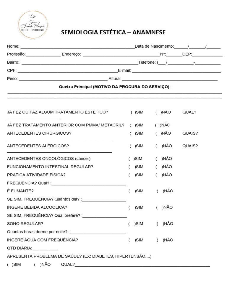 Anamnese Geral | PDF | Especialidades médicas | Medicina Clínica