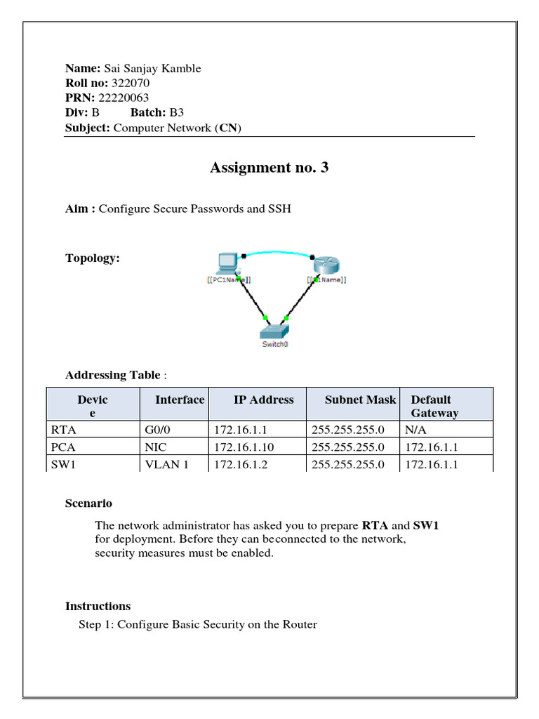 B3 - 322070 - Sai Kamble - Assig - 3 | PDF | Ip Address | Computer Network