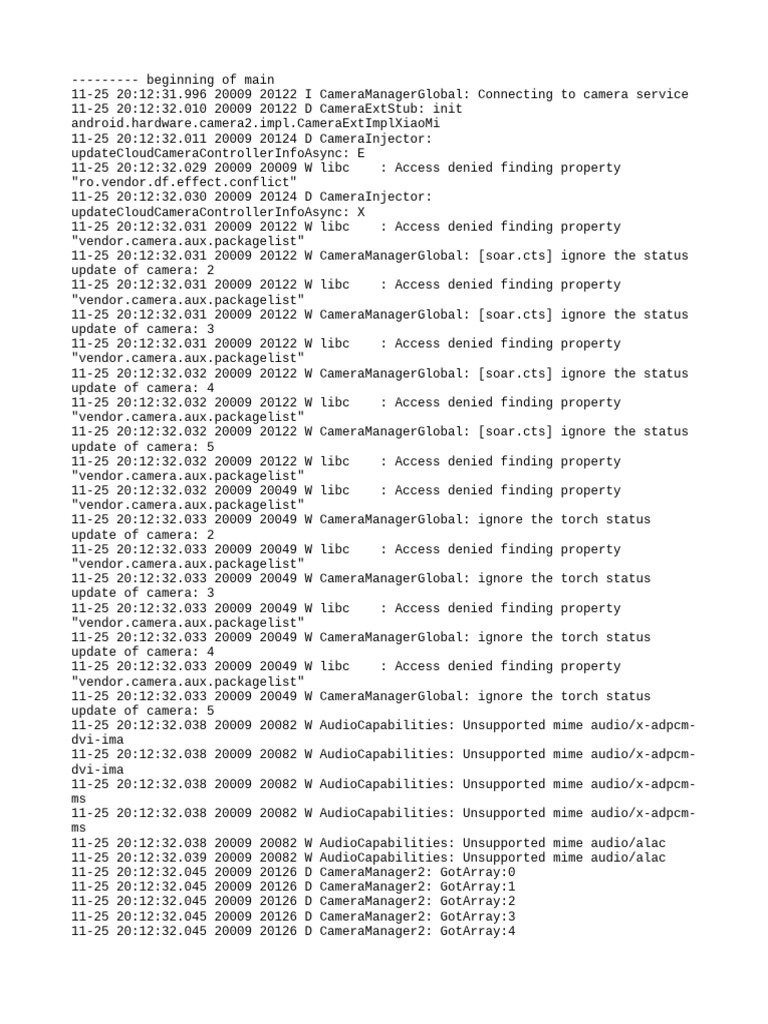 Camera Debug Log Analysis | PDF | Software | Computing