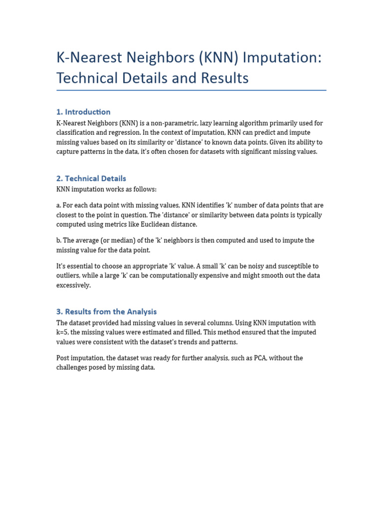 KNN Imputation Details and Results | PDF | Computers