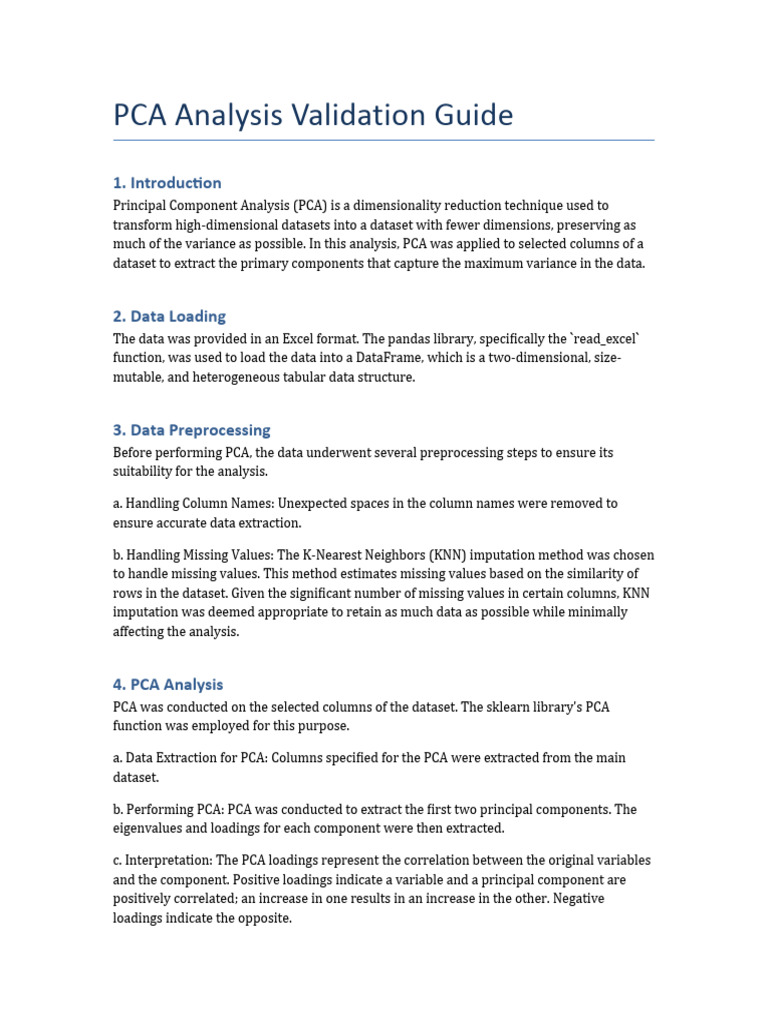 PCA Analysis Validation Guide | PDF | Principal Component Analysis | Algorithms