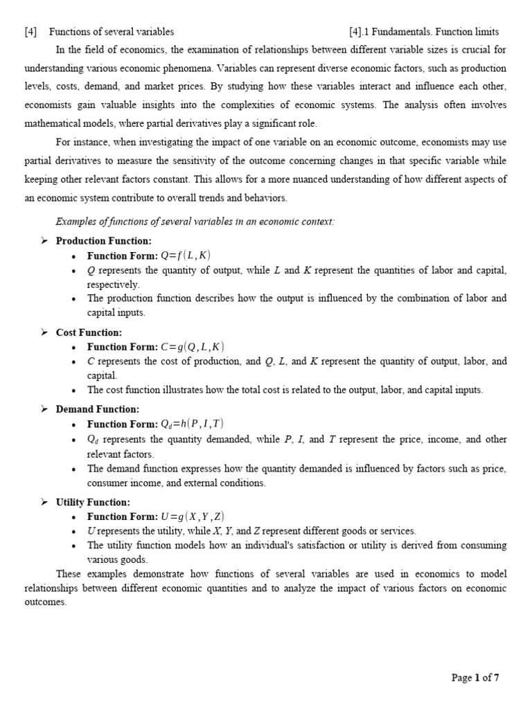 .1 FSV Limits | PDF | Function (Mathematics) | Economics