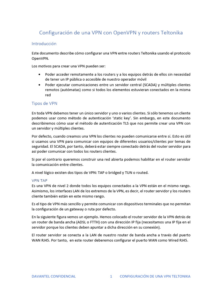Configuración VPN Teltonika con OpenVPN | PDF | Red privada virtual | Enrutador (Computación)