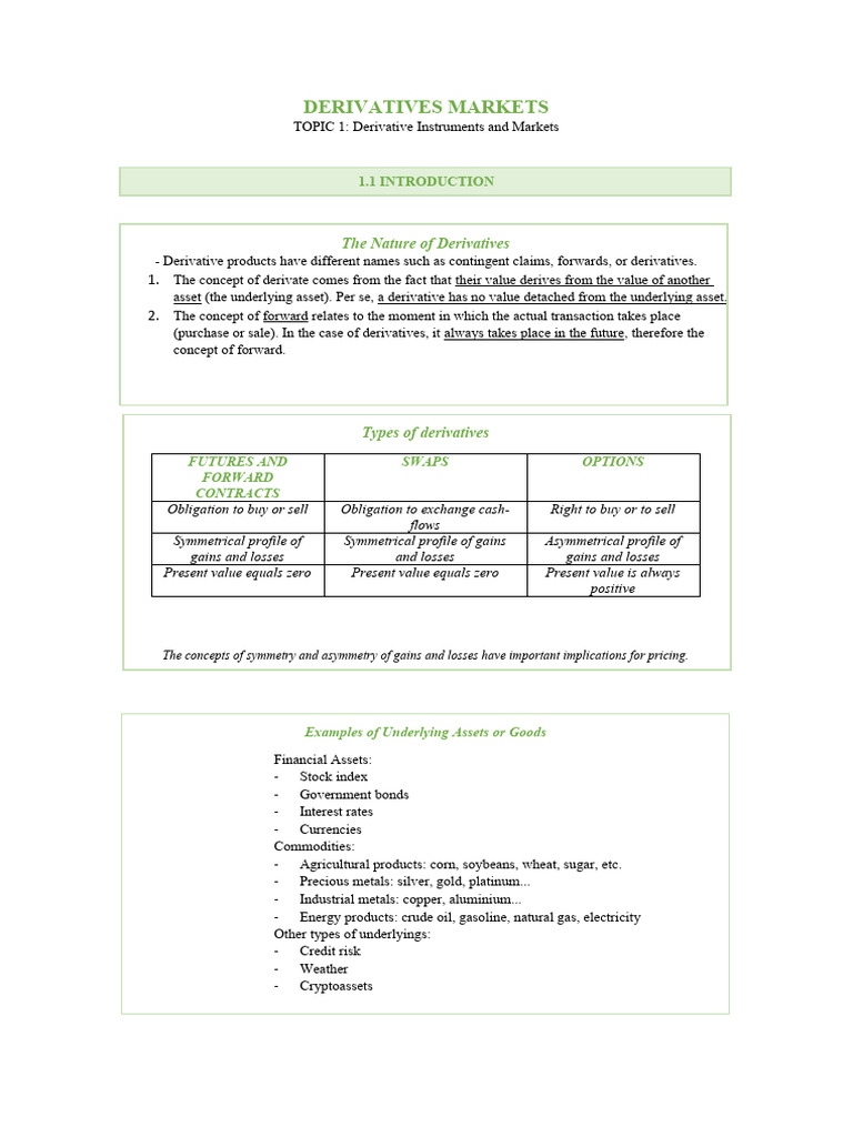 Derivatives Markets Pdf Derivative Finance Futures Contract