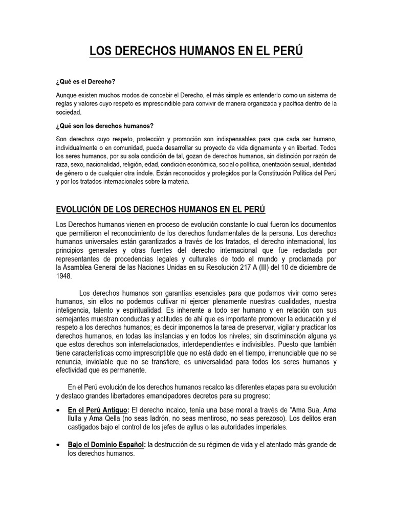 Evolución de los Derechos Humanos en Perú | PDF | Derechos humanos ...