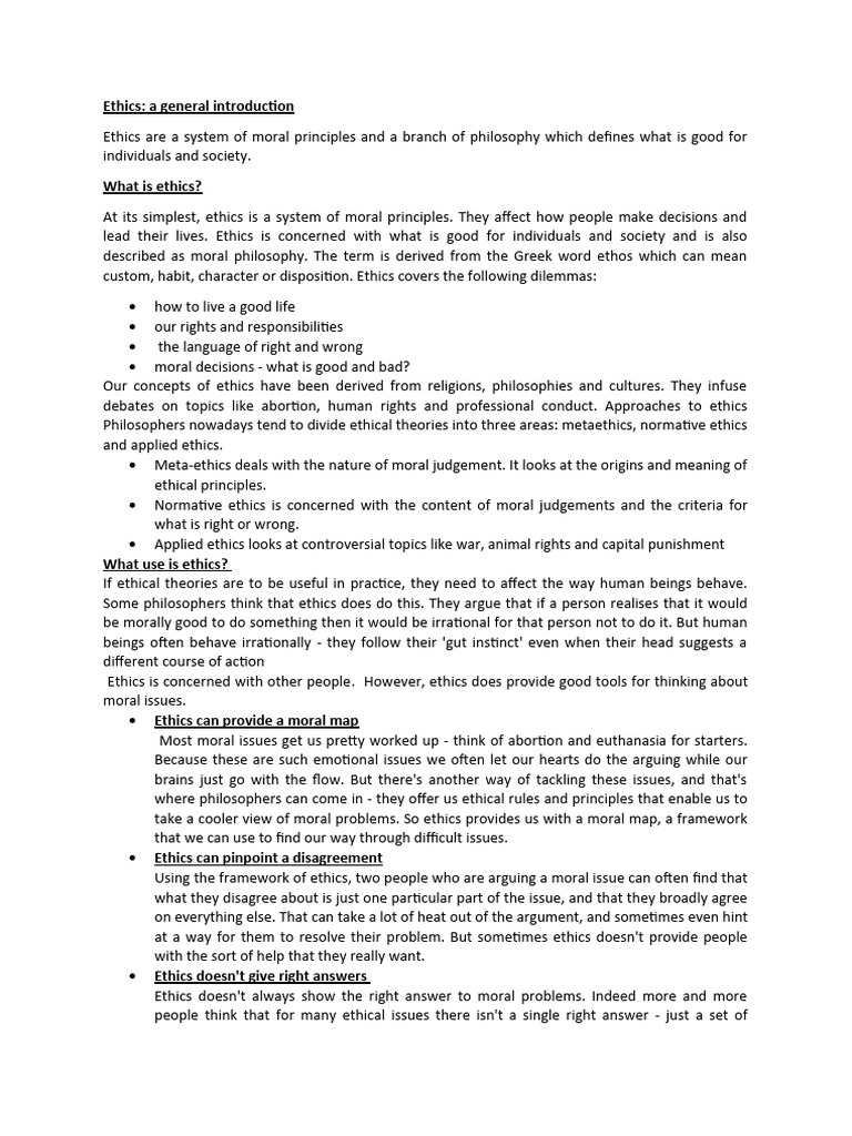 Introduction To Ethics (Brief Reading) | PDF | Morality | Philosophical ...