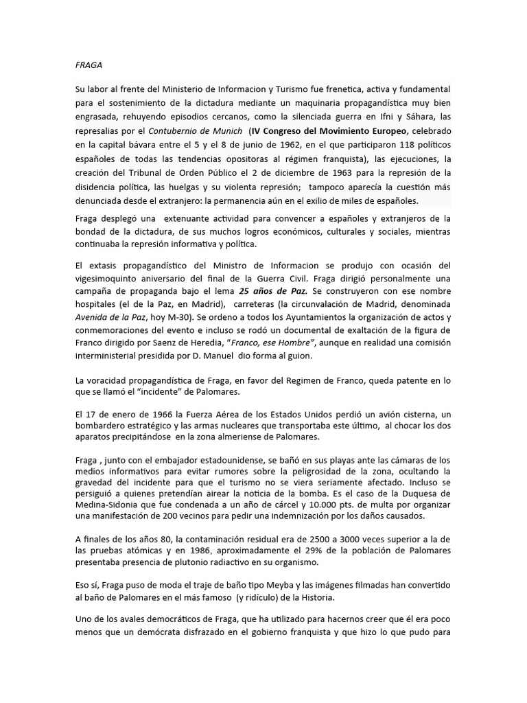 FRAGA | PDF | España franquista | Francisco franco