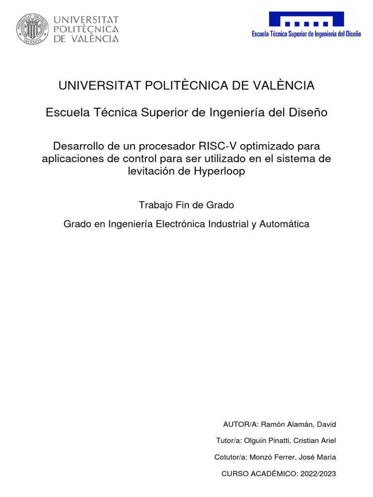 Ramon Development Of A Risc V Processor Optimized For Control Applications To Be Used In The