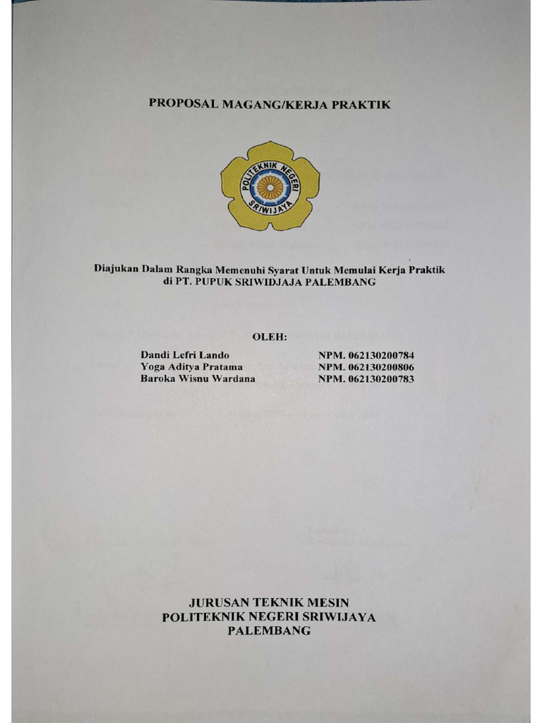 Proposal Kerja Praktik - Magang | PDF