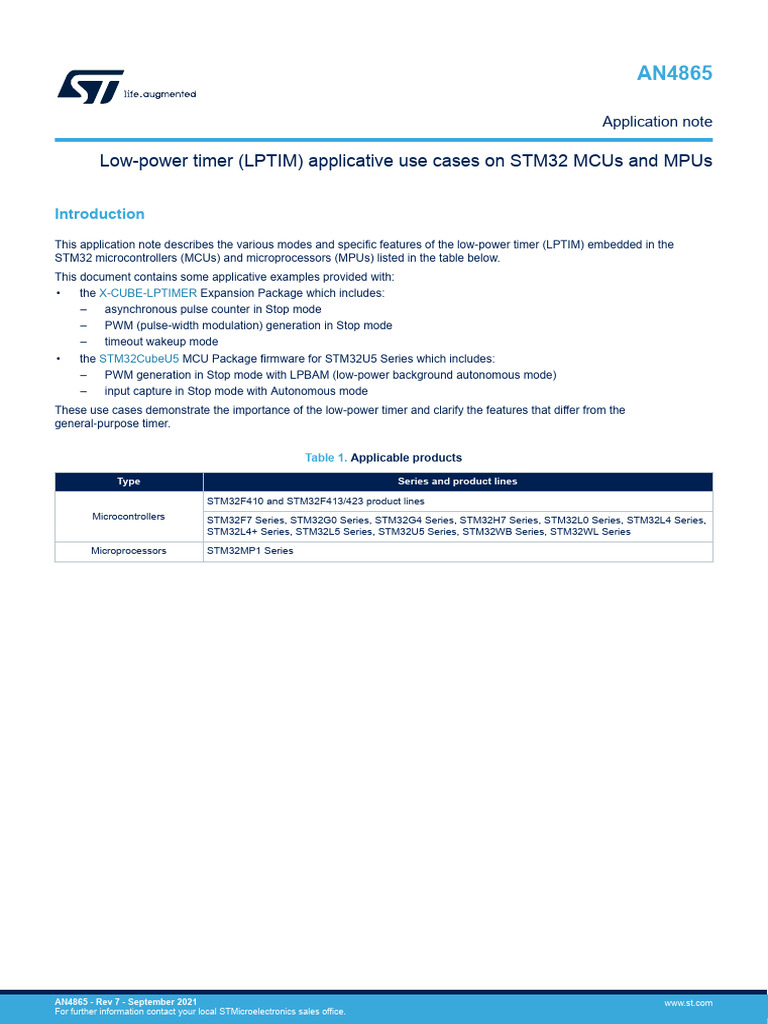 An4865 Lowpower Timer Lptim Applicative Use Cases On stm32 Mcus and Mpus Stmicroelectronics ...