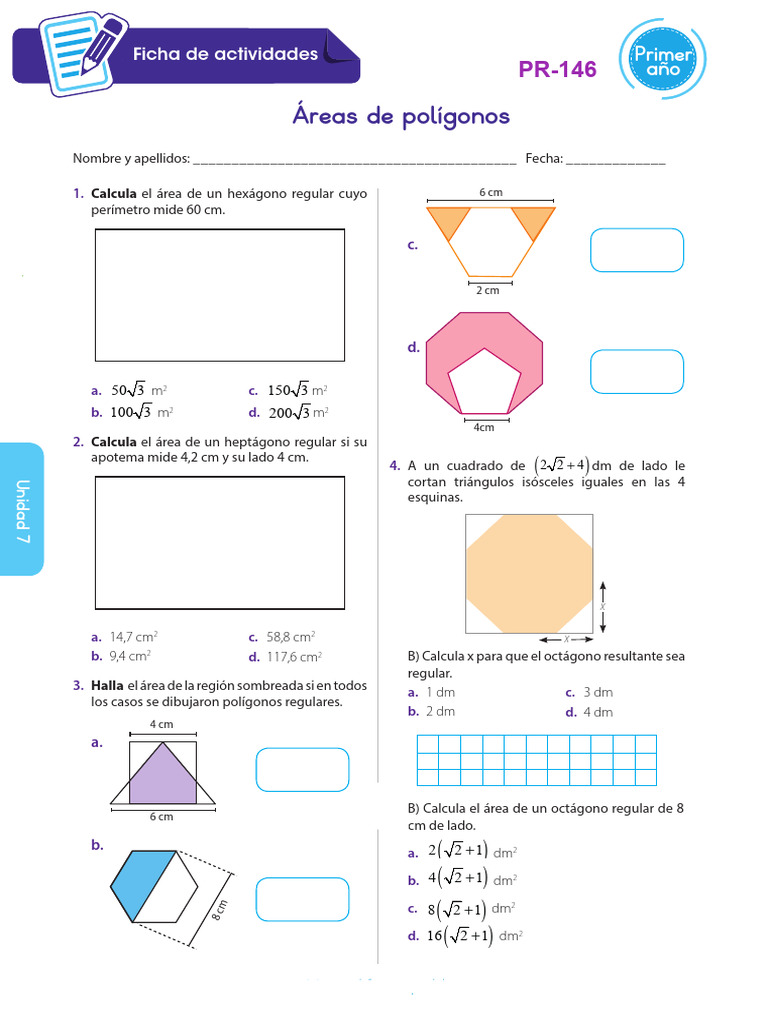 Cálculo de Áreas de Polígonos Regulares | PDF | Geometría Elemental ...